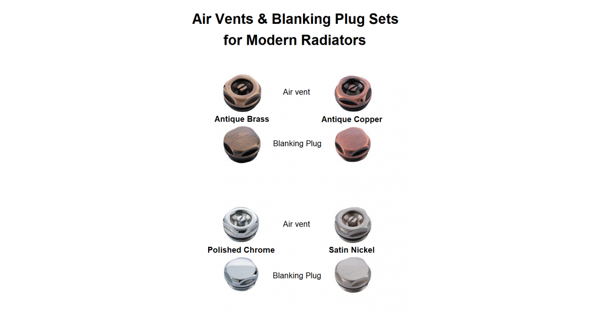 Air Vents & Blanking Plug Sets for Modern Style Radiators