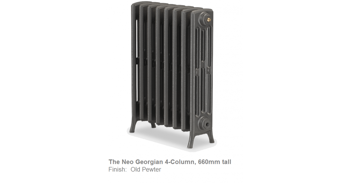 The Neo Georgian Four-Column Cast Iron Radiator 660mm tall x 8 Sections ...
